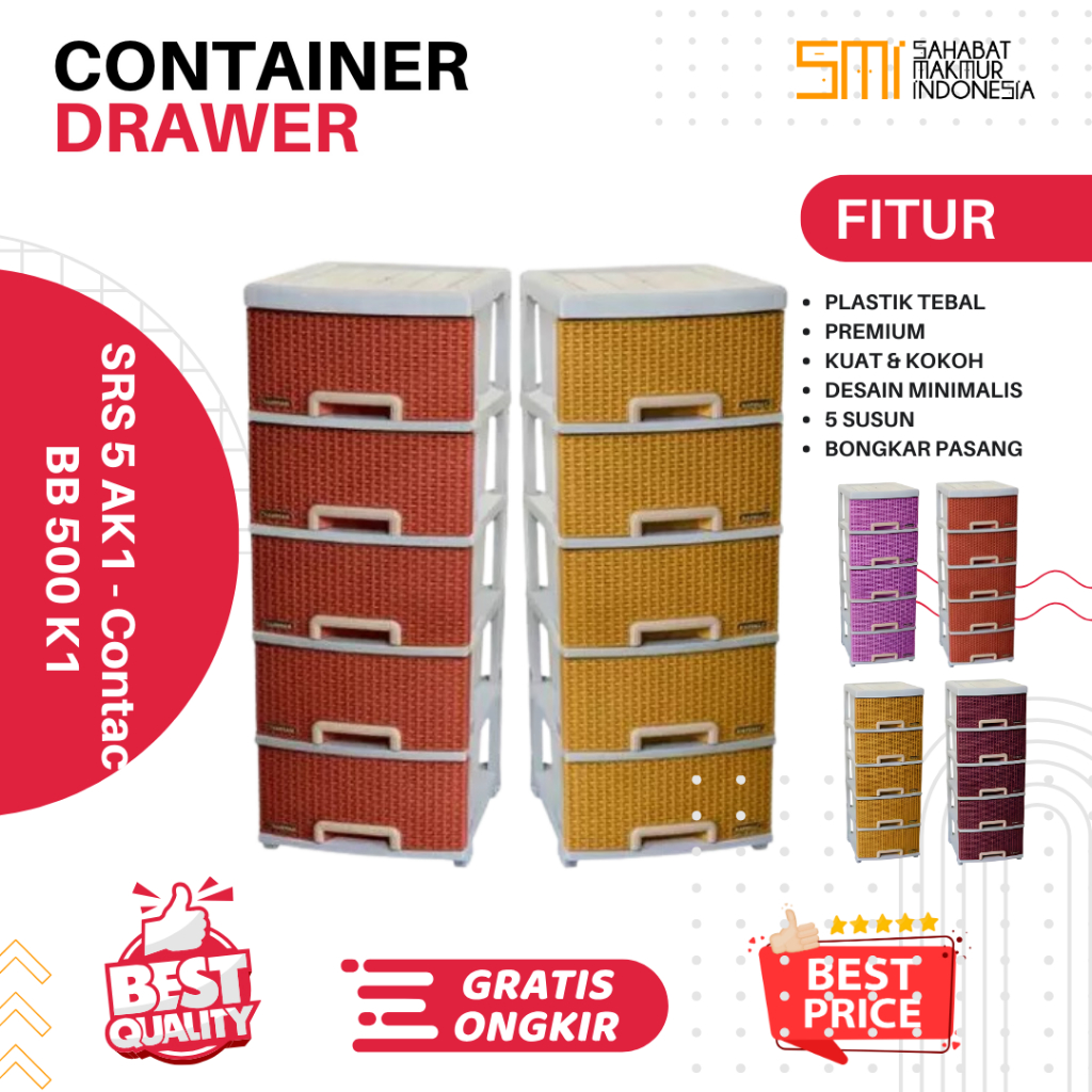 Jual Container Drawer Rotan Napolly 5 Susun SRS 5 AK1 - Contac BB 500 ...