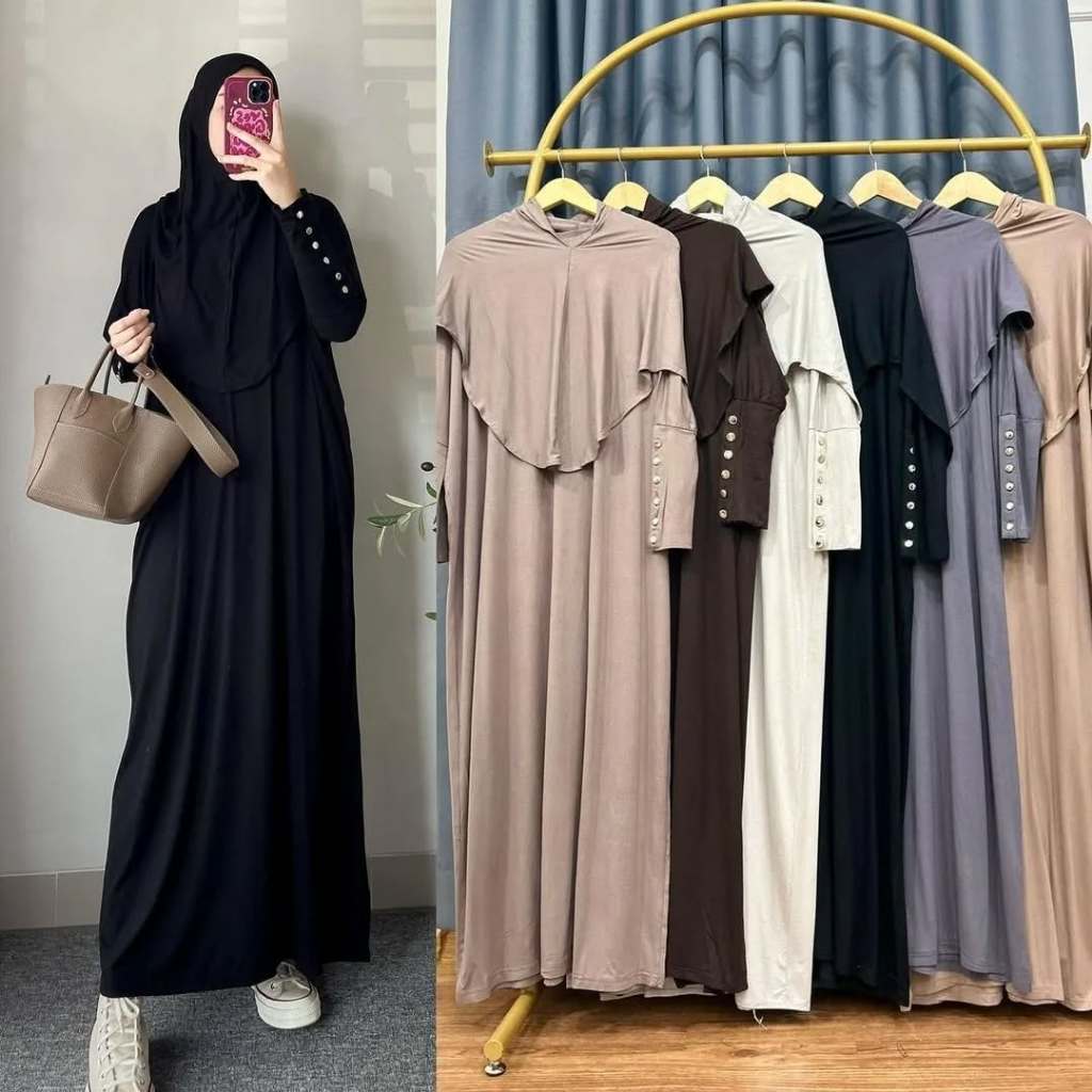 Jual Everly Innara Hijab Button Dress / Gamis Inara + Hijab / Set Abaya Bergo 670 | Shopee Indonesia
