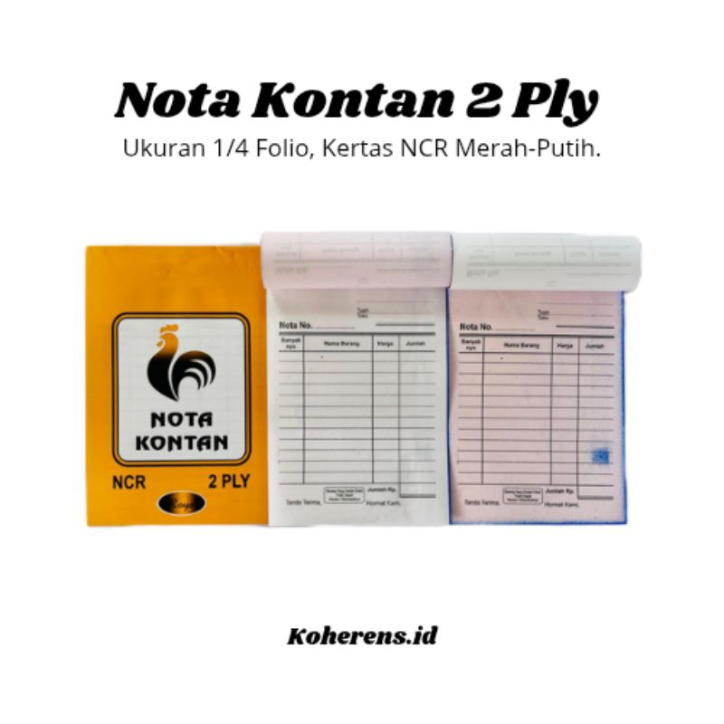Jual (10 Buku) Nota 2 Ply Kecil 1/4 Folio NCR Tembus Tanpa Carbon Murah ...