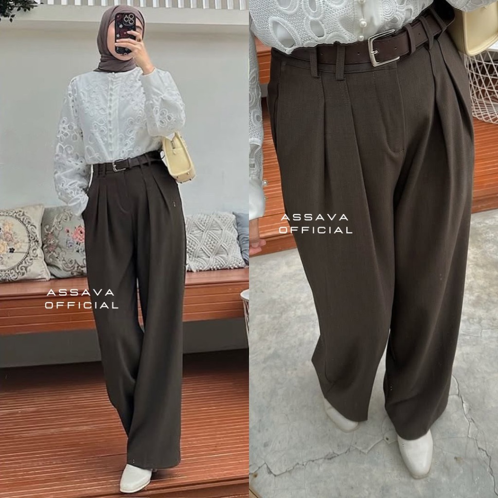 Jual ULSAN PANTS - CELANA KANTOR WANITA - CELANA KULOT SEMI WOOL ...