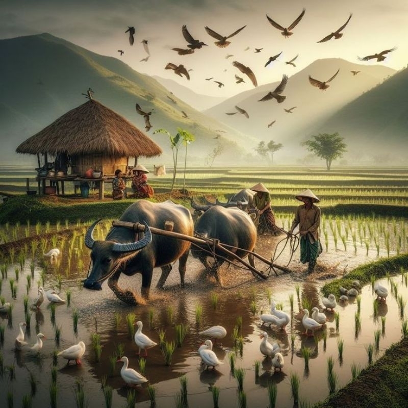 Jual poster cetak jumbo, petani sawah, hiasan dinding petani sawah,bisa ...