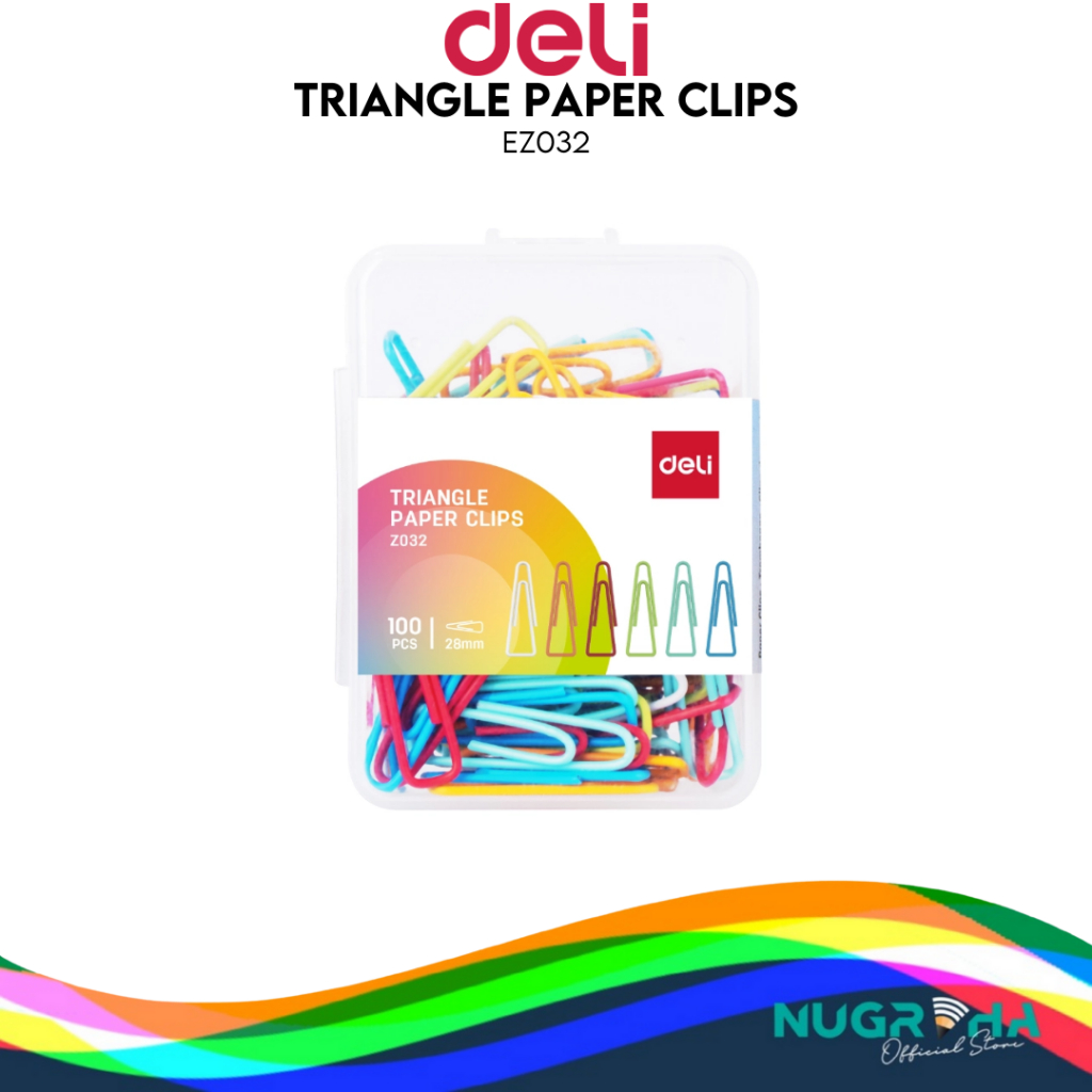 Jual DELI EZ032 TRIANGLE PAPER CLIPS SEGITIGA WARNA ISI 100 28MM ...