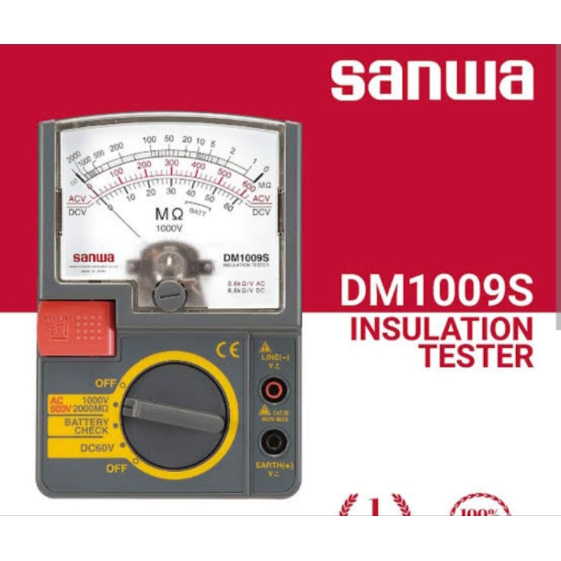 Jual SANWA DM1009S Analog Insulation Resistance Tester DM-1009S Megger ...