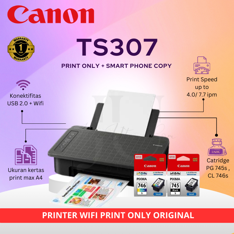 Jual Printer Canon TS307 Wireless - Print Only - Wifi Direct - Cetak ...