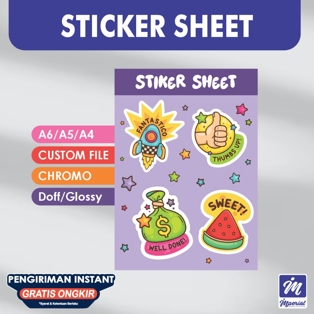 Jual (Bahan Chromo) Cetak Stiker Pack Stiker Sheet Full Custom | Print ...