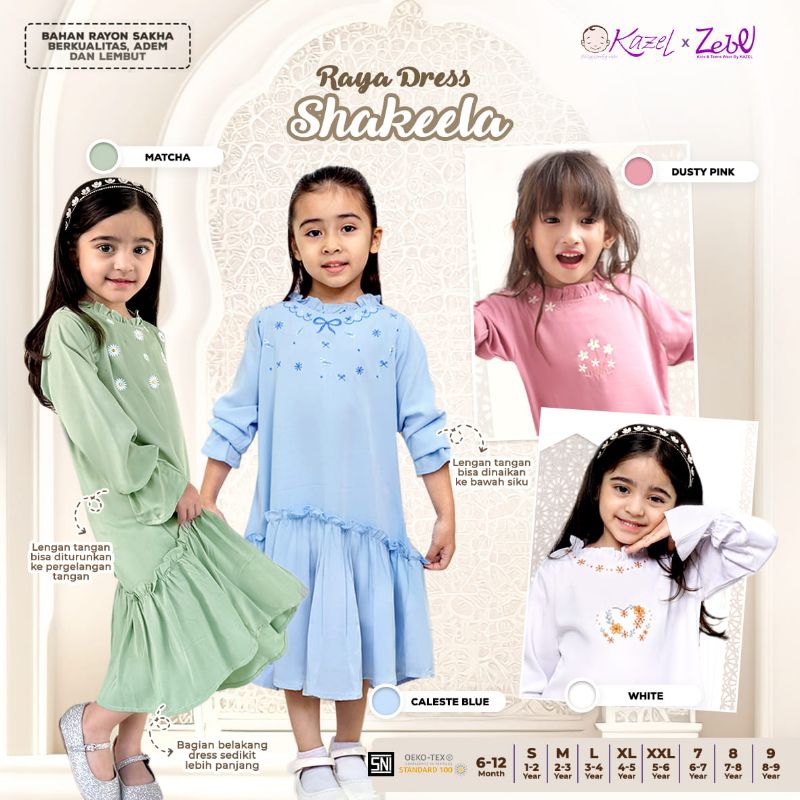 Jual KAZEL x ZEBE RAYA DRESS SHAKEELA / Dres Anak Perempuan (1 pcs) | Shopee Indonesia
