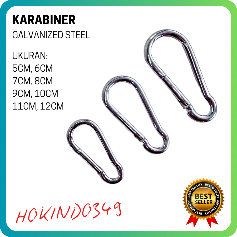 Jual Karabiner / Carabiner Galvanized Steel 5cm 6cm 7cm 8cm 9cm 10cm 11cm 12cm Besi Galvanis ...