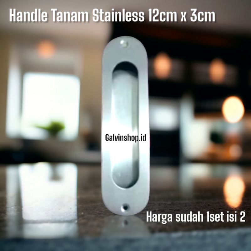 Jual Handle Tanam Stainless 12cmx3cm tarikan pintu geser murah satu set ...