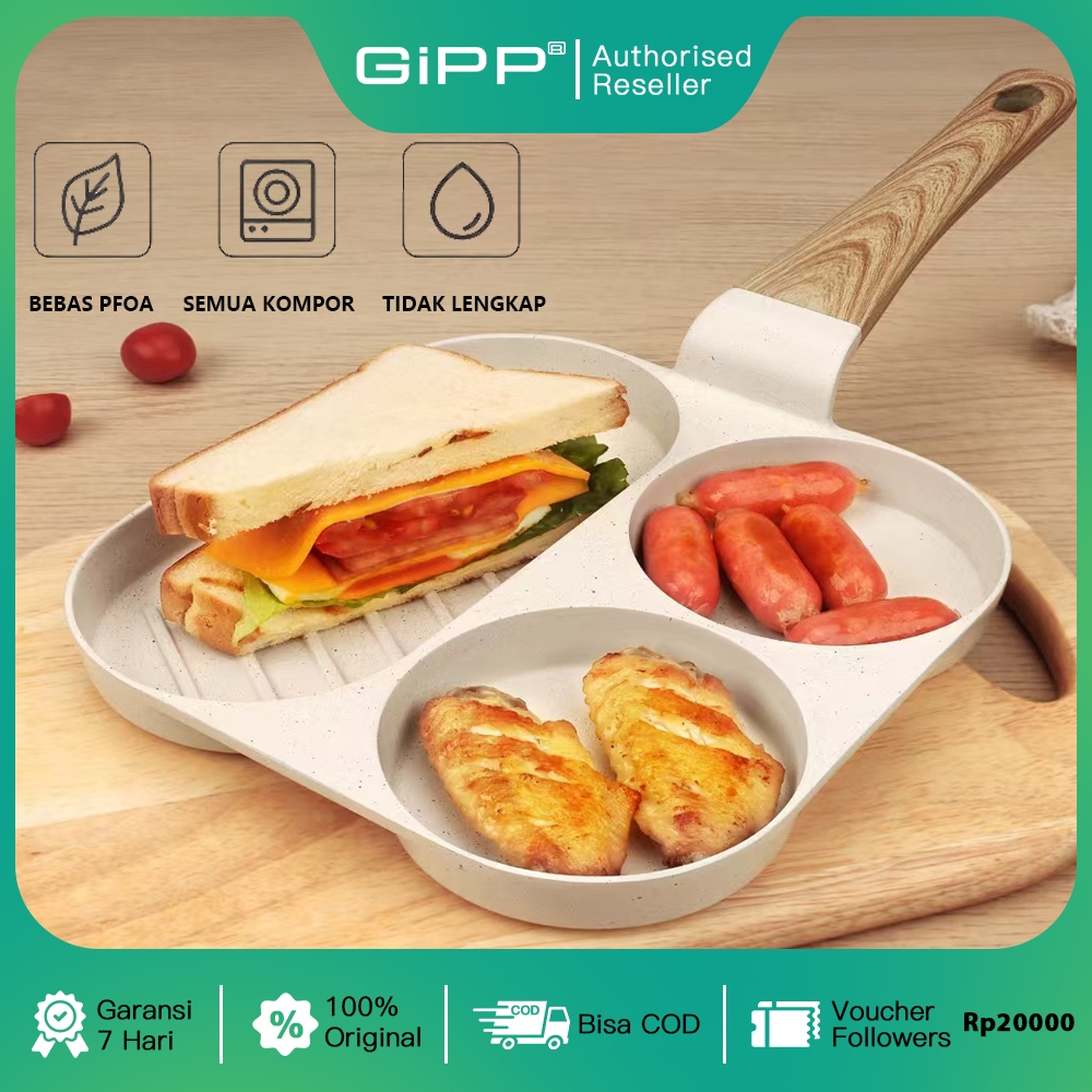 Jual GIPP Wajan Penggorengan Anti Lengket Steak Hamburger Omelet 3 in 1 Peralatan masak Kawali ...