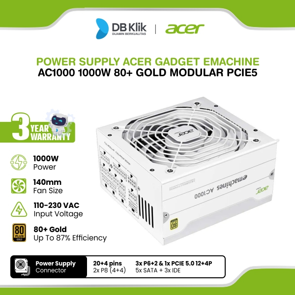 Jual Acer Power Supply Emachine Gadget Ac1000 White 1000W 80+ Bronze ...