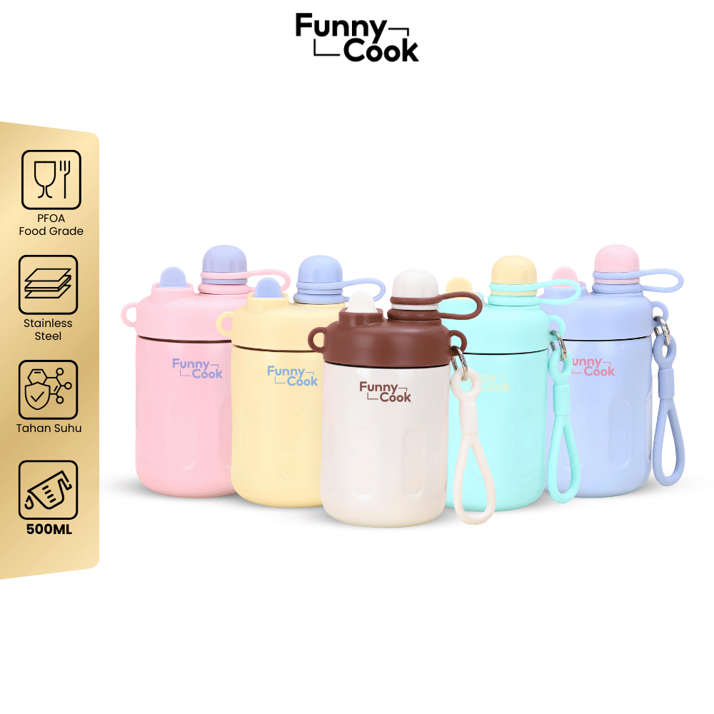 Jual FUNNYCOOK Tumbler Stainless Steel 316 Botol Minum Anak Tahan Panas dan Dingin Ukuran 500ML ...