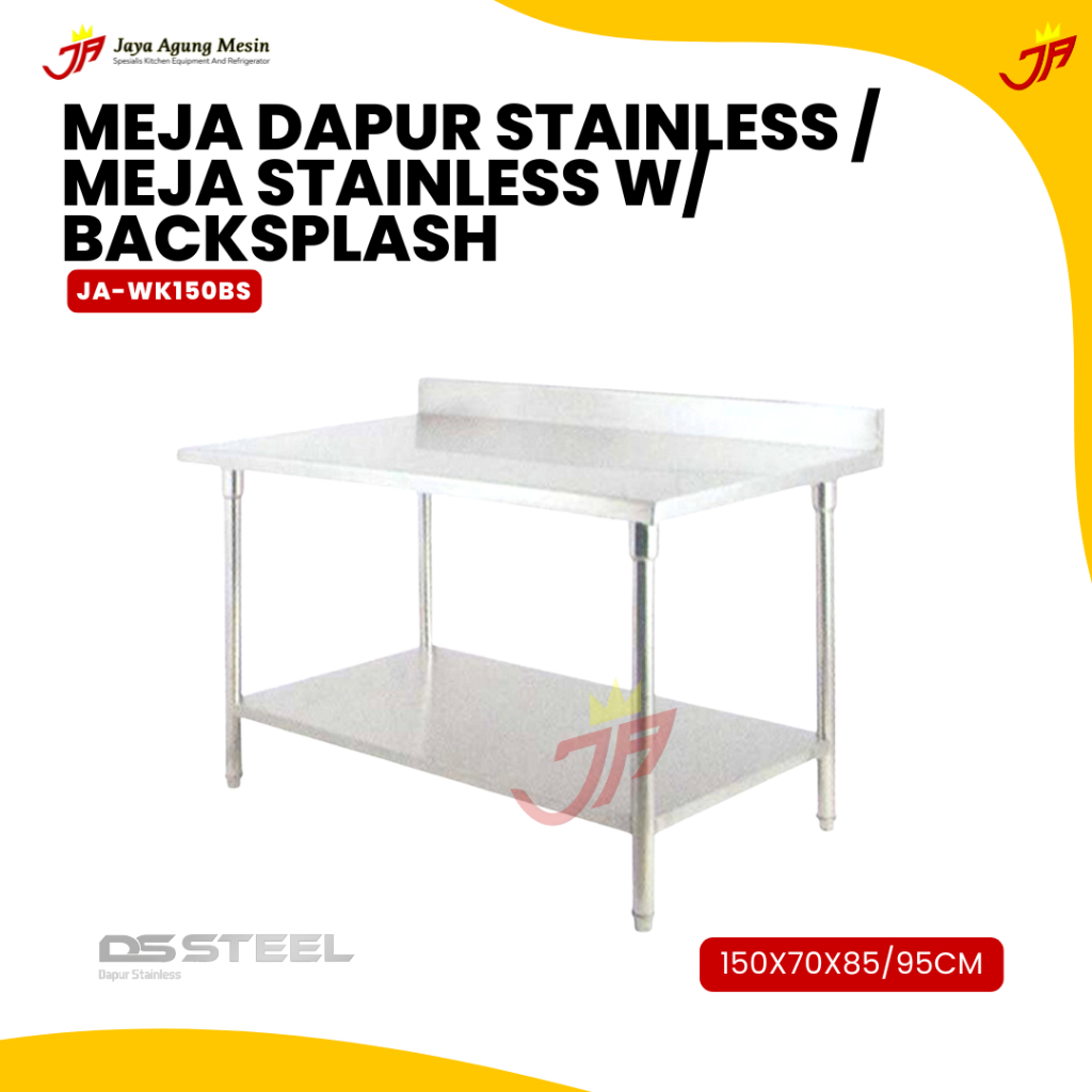 Jual DS STEEL Meja Dapur Stainless / Meja Stainless w/ Backsplash ...