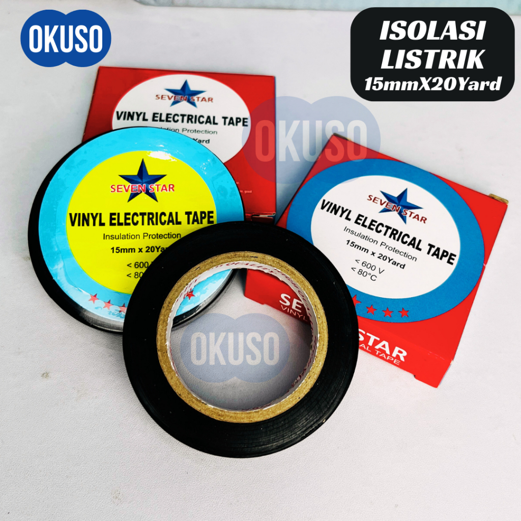 Jual Isolasi Listrik Hitam PVC 15mm x 20Yard Vinyl Electrical Tape ...