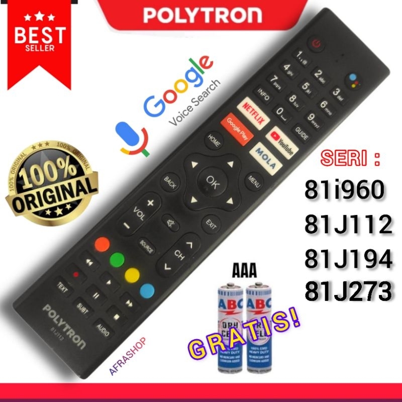 Jual Remot Google Asisten Remote Polytron Smart TV 81i960 / 81j112 ...