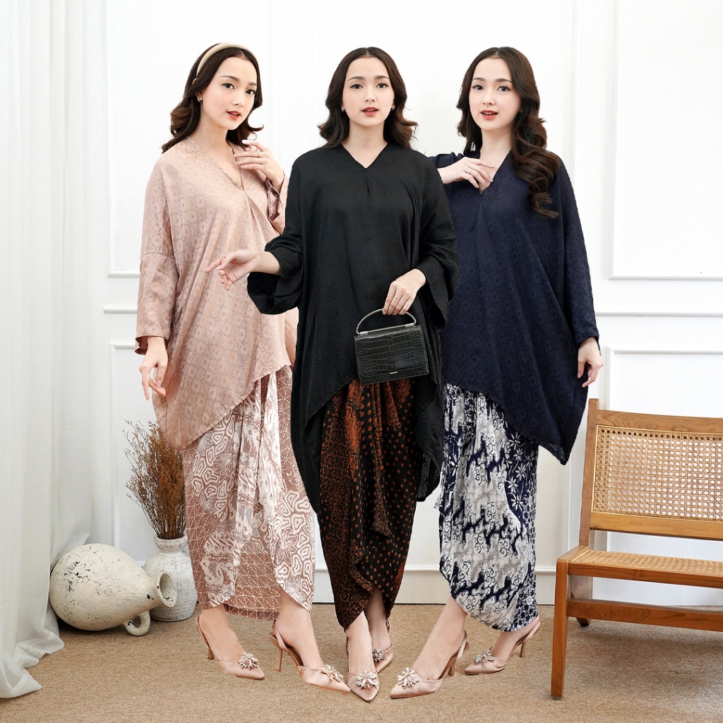 Jual KARTINI Oneset Kebaya Wanita Modern Viscose (blouse & rok lilit) | Shopee Indonesia