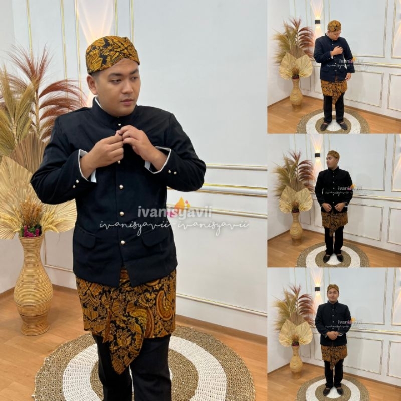 Jual (1set Cowok) Baju Adat Sunda / Beskap +Sapit Urang +Blangkon ...