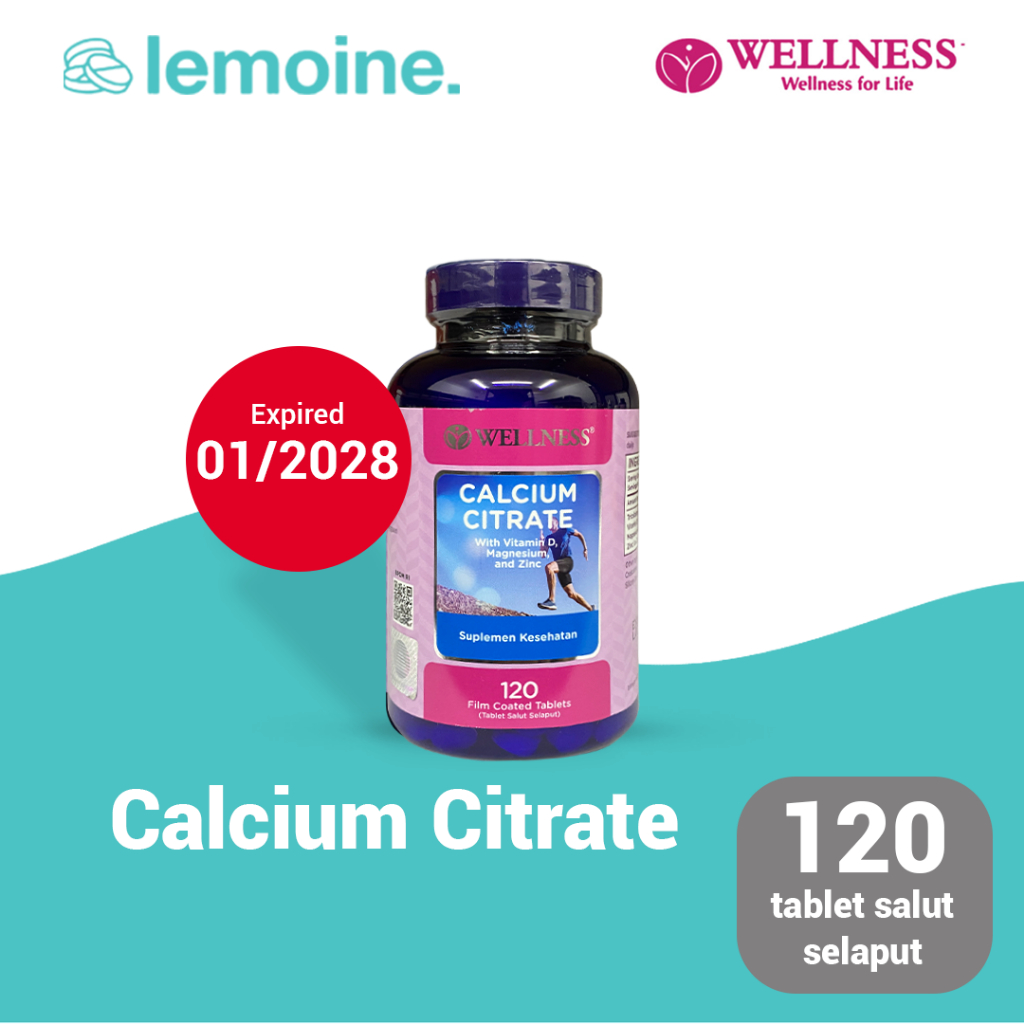 Jual Wellness Calcium Citrate with Vitamin D3 Magnesium Zinc Keropos Tulang 120 kaplet salut ...
