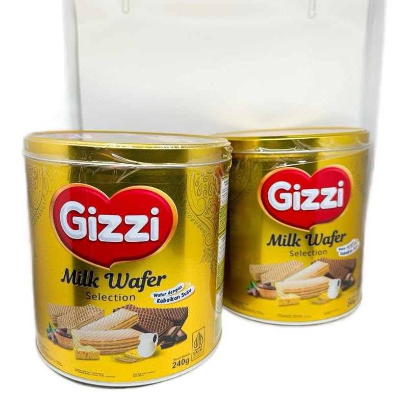 Jual GIZZI MILK WAFER SELECTION PER 2 KALENG @240GR Cemilan Susu Biskuit | Shopee Indonesia