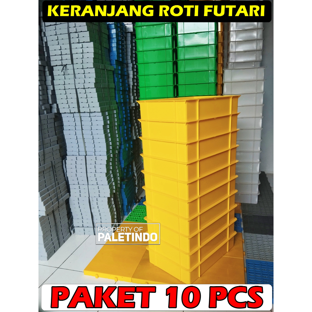 Jual PAKET 10 Keranjang Roti Container Bakery Solid FUTARI 51 x 34 x 10 ...