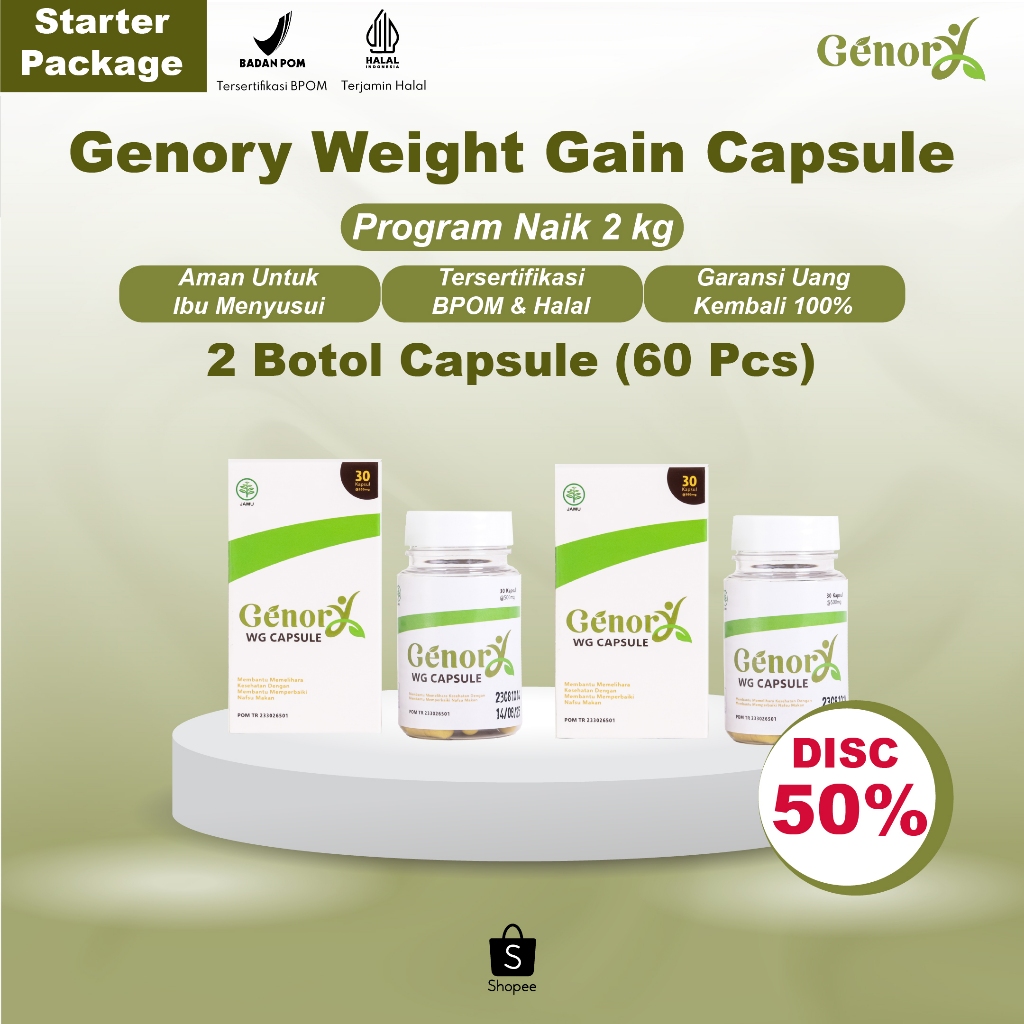 Jual GENORY Capsule Penggemuk BB (Paket 2 Botol) | Shopee Indonesia