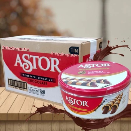 Jual Astor Wafers Stick Roll Chocolate 156gr Kaleng Bulat Wafer Stik ...