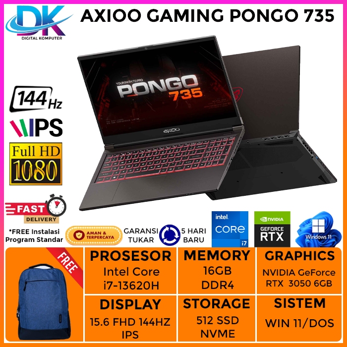 Jual AXIOO PONGO 735 I7 13620H RTX3050 6GB/ RAM 16GB 512SSD DOS/WIN11 ...