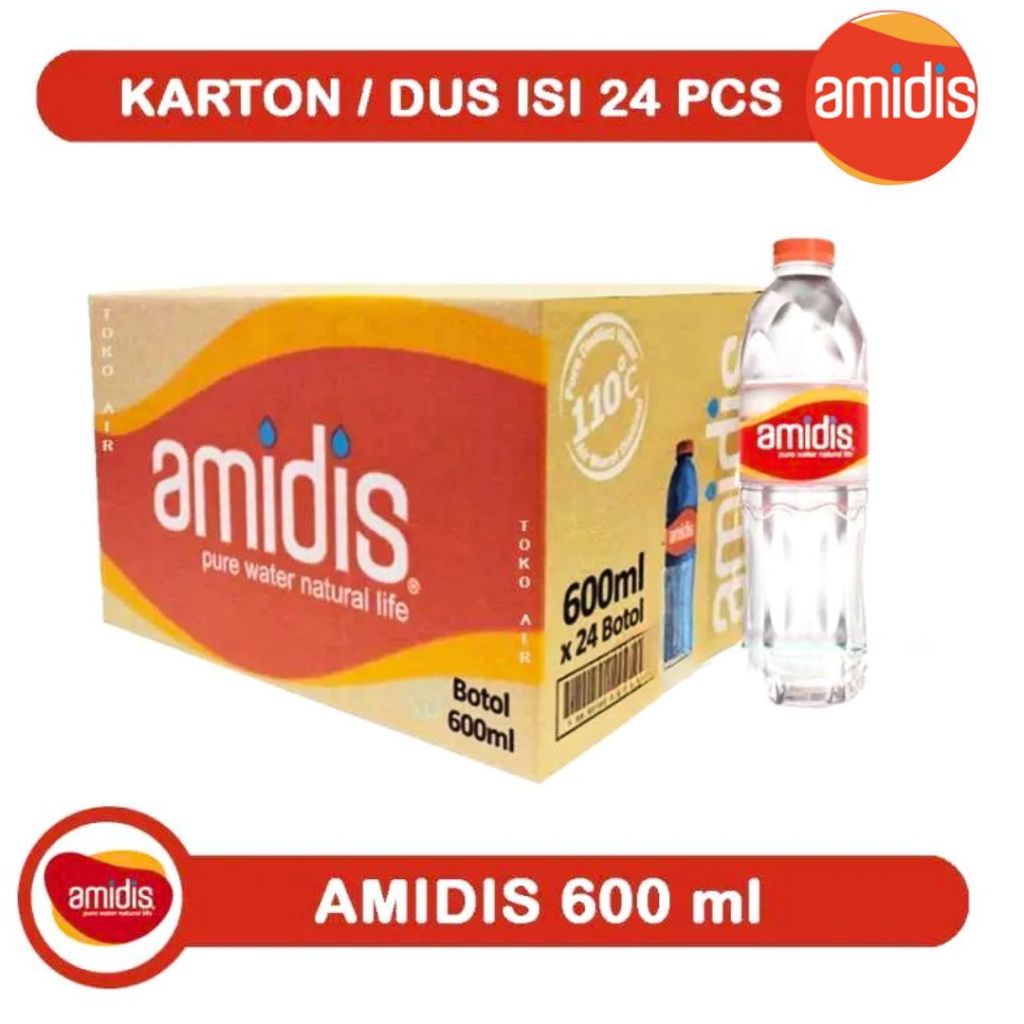 Jual Air Mineral AMIDIS 600 ML Isi 24 Botol PER DUS PER KARTON | Shopee ...