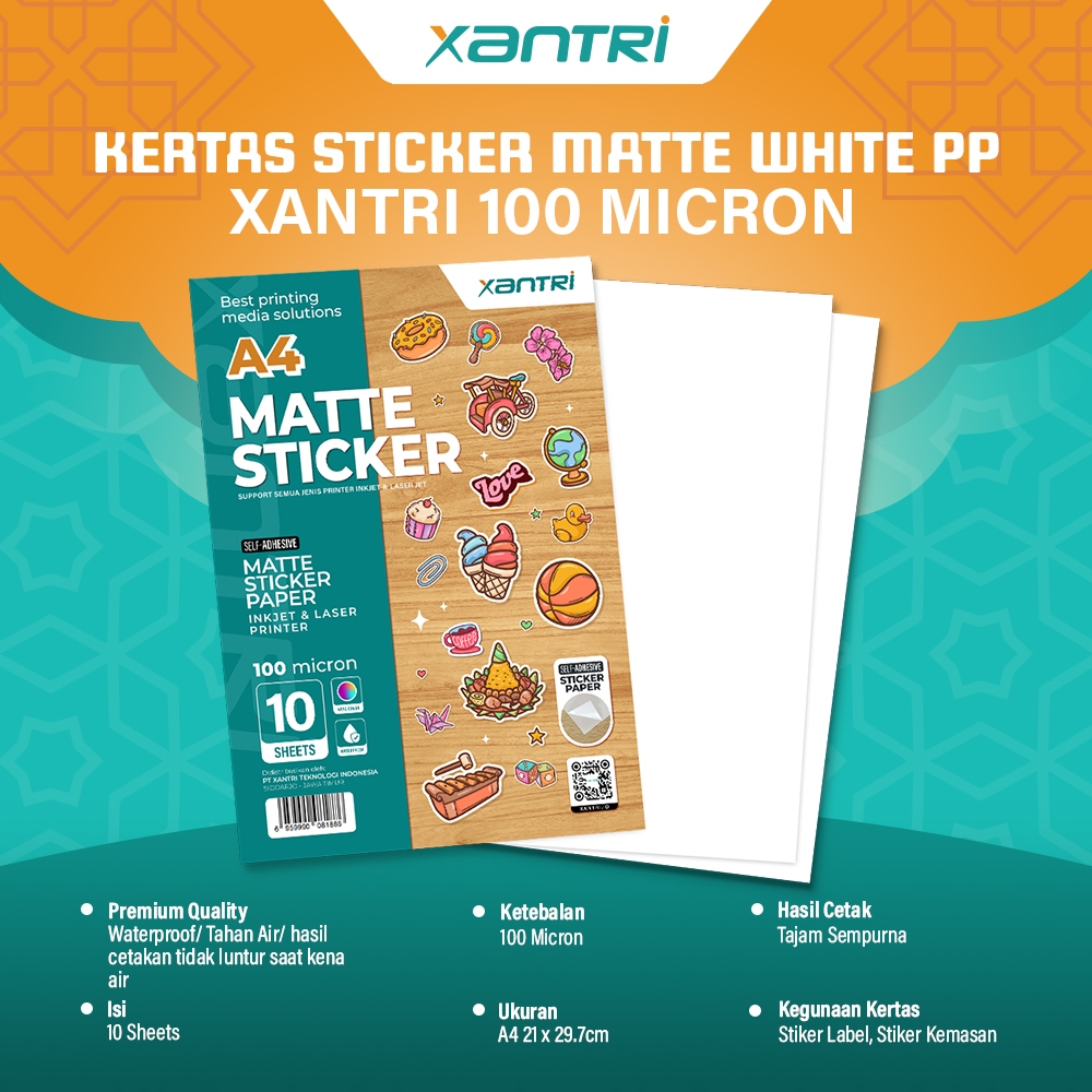 Jual Kertas Stiker Xantri Original Matte White PP 100 Micron isi 10 ...