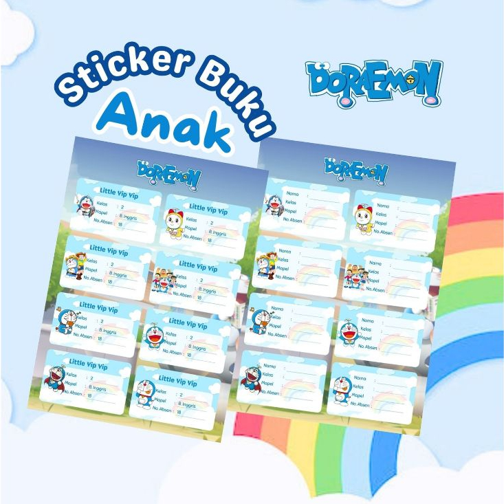 Jual Stiker / Label Buku Pelajaran Anak (Nama Kelas Mapel) Doraemon ...