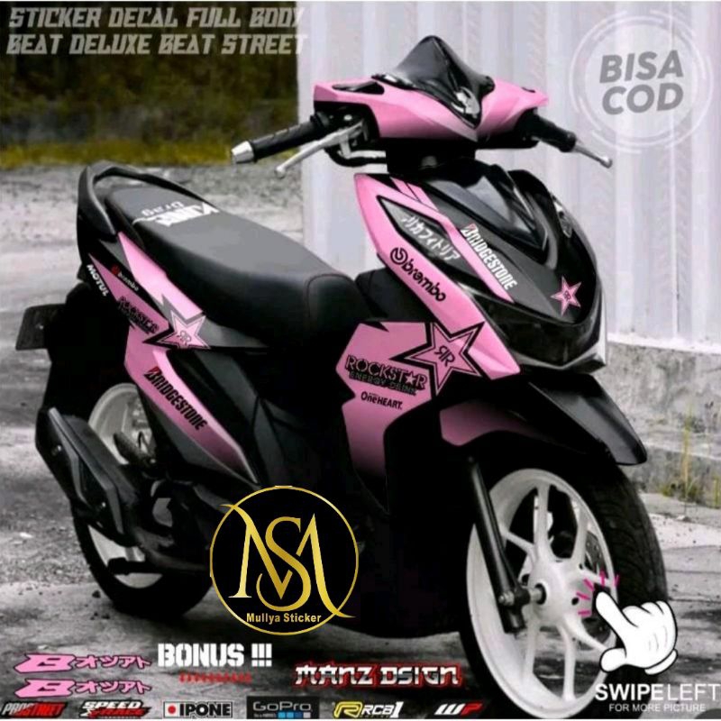 Jual stiker decal beat delux cbs 2022 full body motif rokstar warna ...