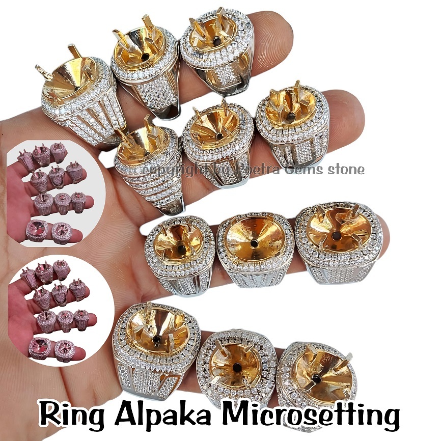 Jual Cincin Ring Alpaka Microsetting Chrome Perak dan Emas Untuk Batu ...