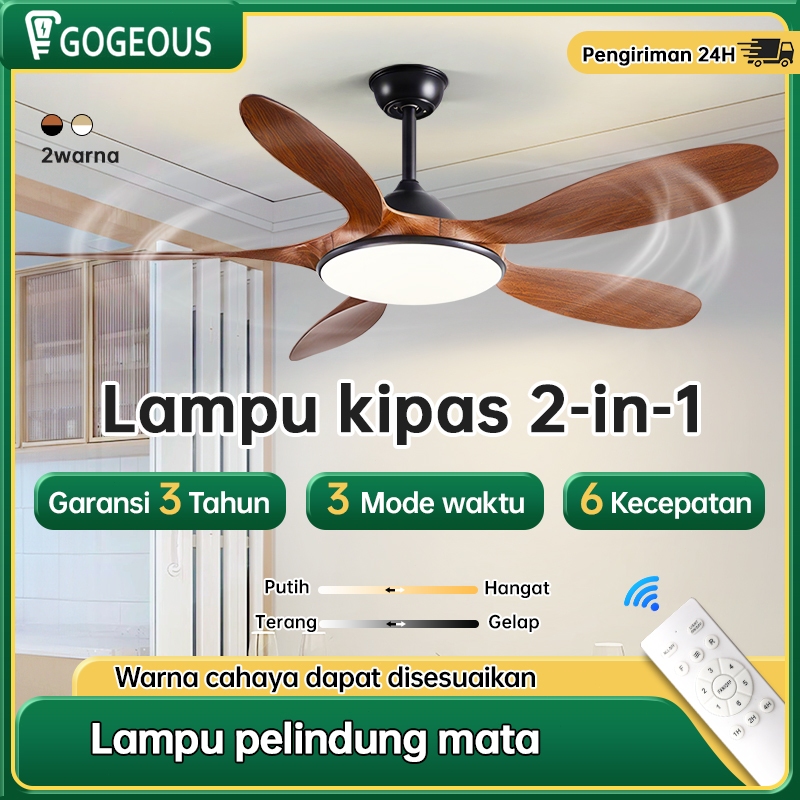Jual GOGEOUS 56inci 2IN1 Lampu Kipas Angin Gantung Plafon 3 Warna 6 ...