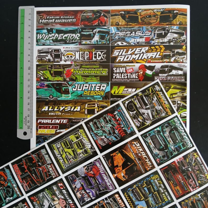 Jual stiker bus 1 Lbr 42x25cm isi 28/24 pcs |simtec permanent bahan ...