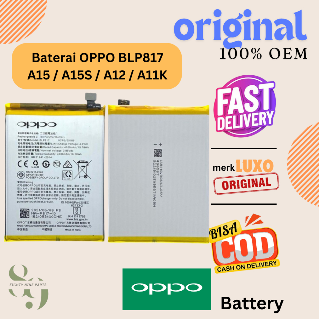 Jual BATERAI OPP* BLP817 A15/A15S/A12/A11K GARANSI IMPORT GROSIR ...