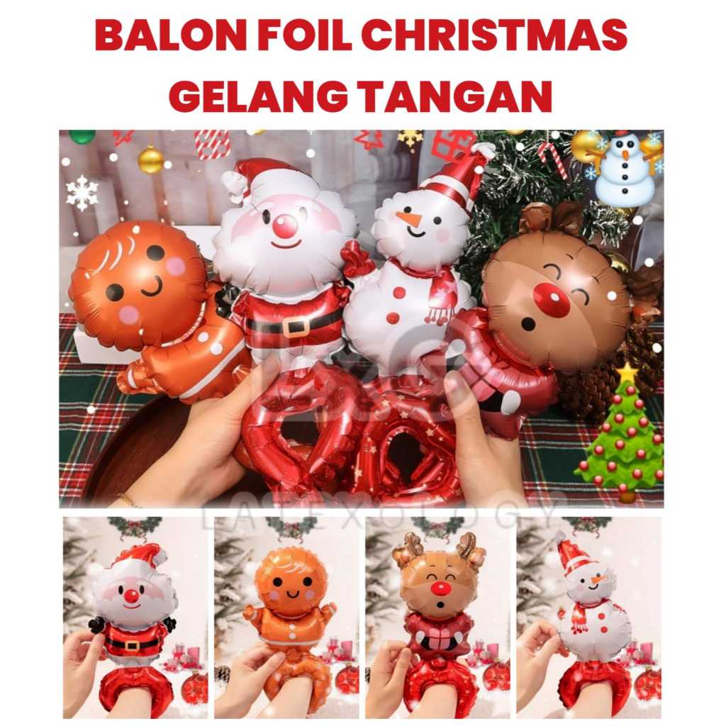 Jual Balon Foil Natal Gelang / Christmas Balloon Karakter. Santa, Rusa ...