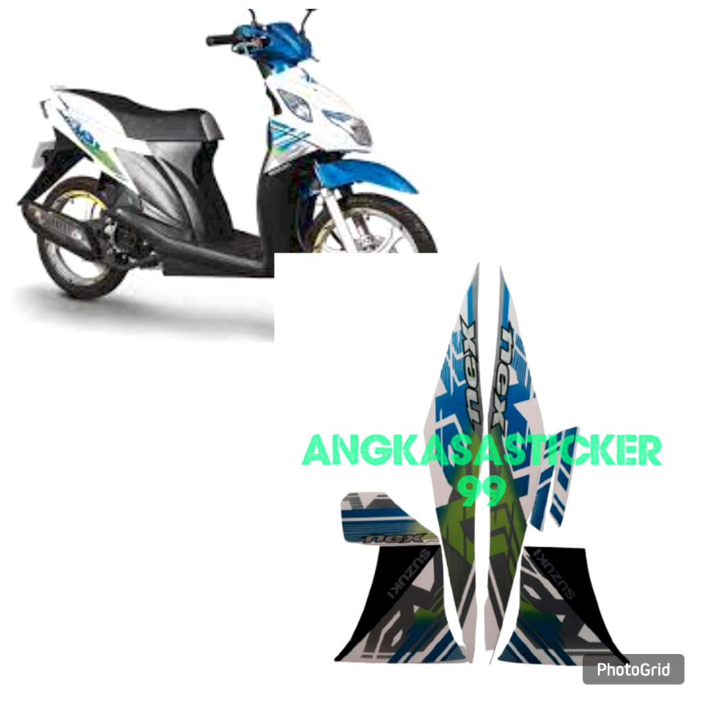Jual sticker striping body motor suzuki nex 2020 putih biru standart ...