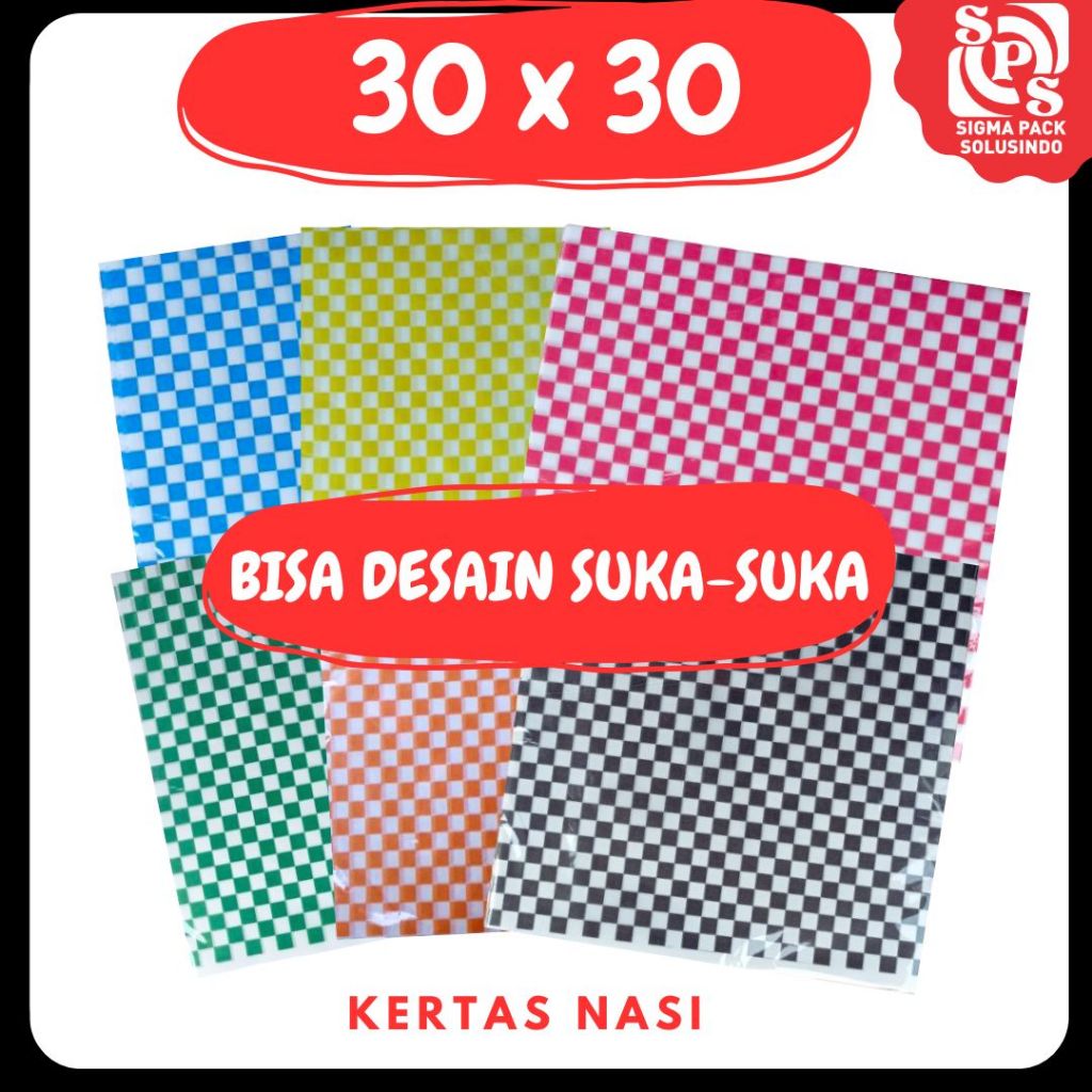 Jual Isi 100 Kertas Burger Kotak 30x30 Catur Papperwrap Kebab Kertas ...