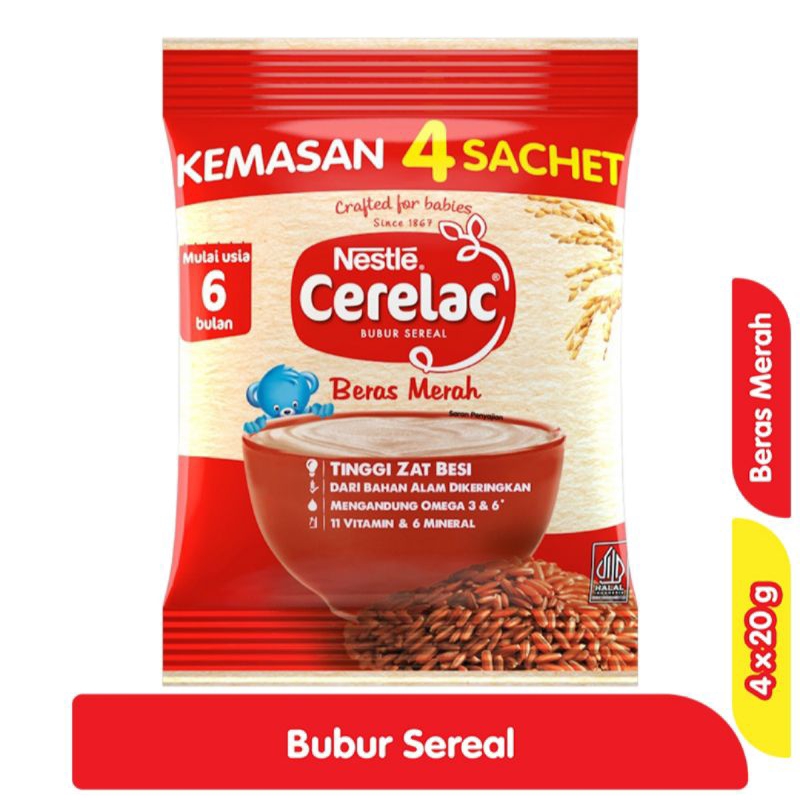 Jual Nestle Cerelac Bubur Bayi Sereal Beras Merah 4 x 20 g | Shopee ...