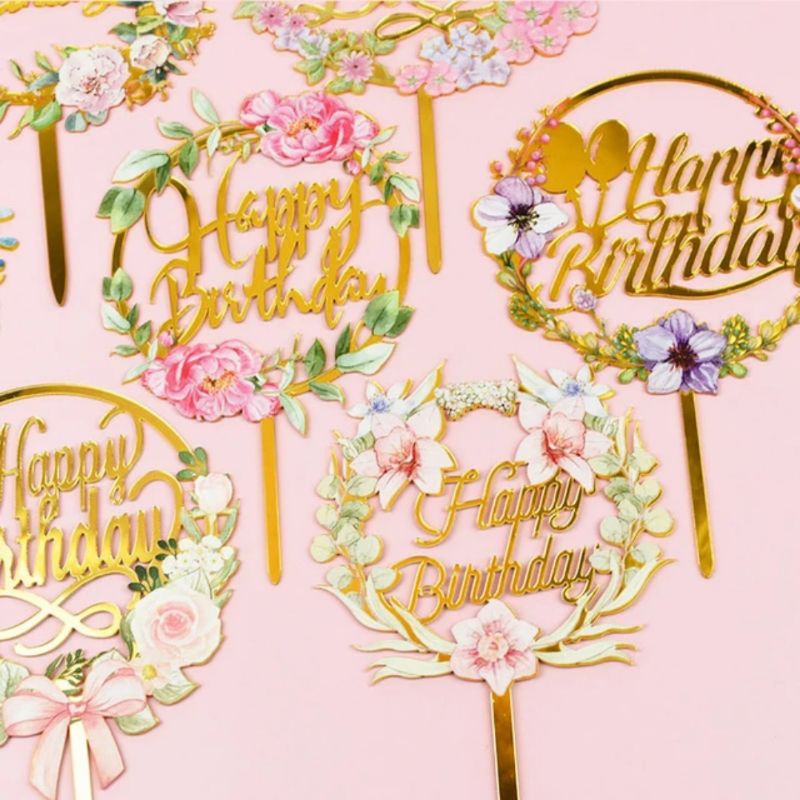 Jual TOPPER 3D BUNGA HAPPY BIRTHDAY, HAPPY ANNIVERSARY, BRIDE TO BE ...