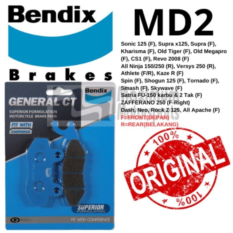 Jual KAMPAS REM BENDIX MD2 ALL NINJA 150 2T - ALL NINJA 250,Z250 CERAMIC TECHNOLOGY | Shopee ...
