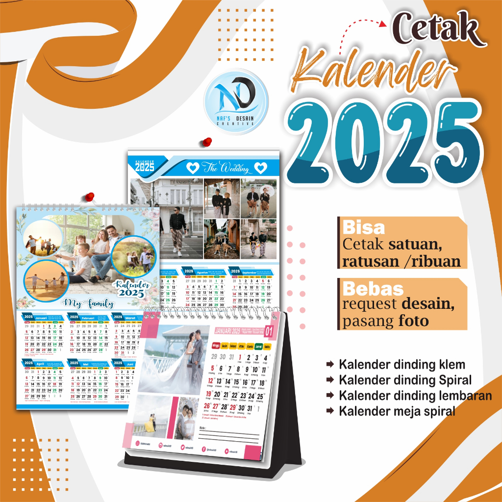 Jual Kalender Dinding 2025 ( 2 Lbr = 6 Bulan ) Custom Desain | Shopee ...