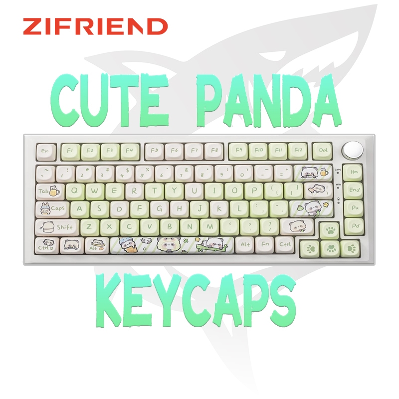 Jual Zifriend Cute Panda Keycaps PBT Dye-sublimated MOA Height 135 Keys ...