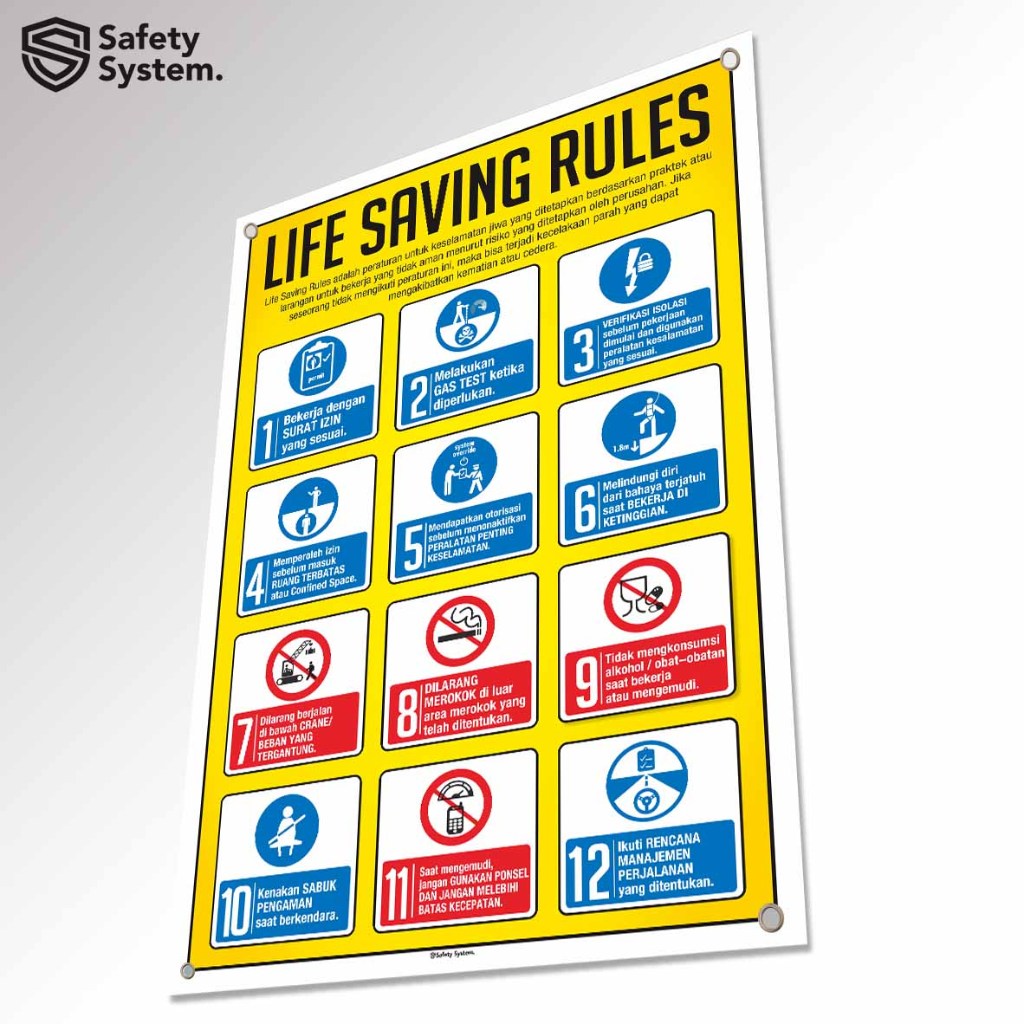 Jual Spanduk Banner K3 Keselamatan Kerja Life Saving Rules Industri ...