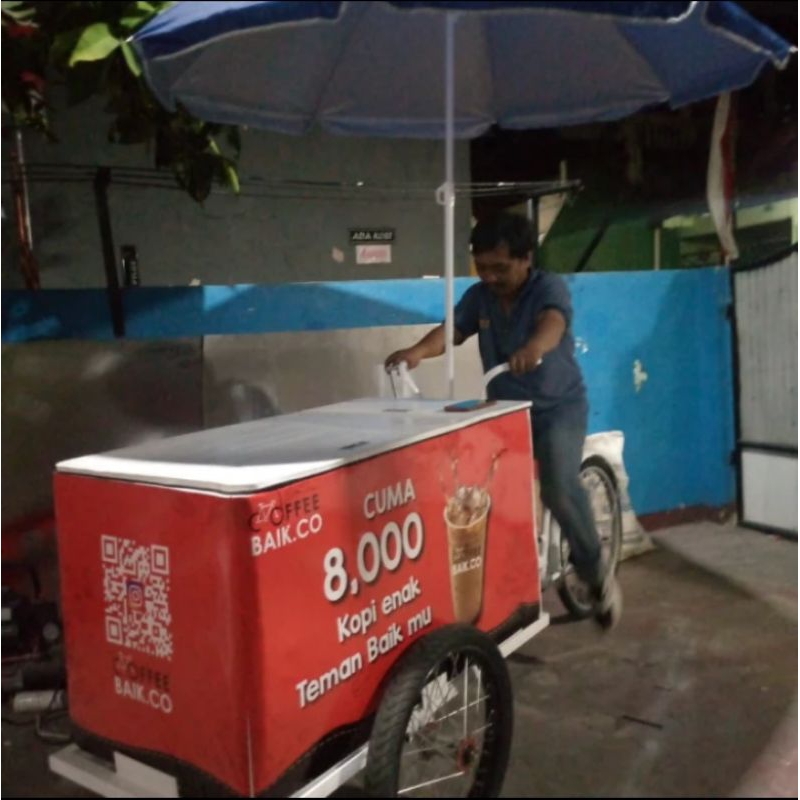 Jual Gerobak Es Kopi Gerobox ice coffe 2 pintu Sepeda biasa goes manual ...