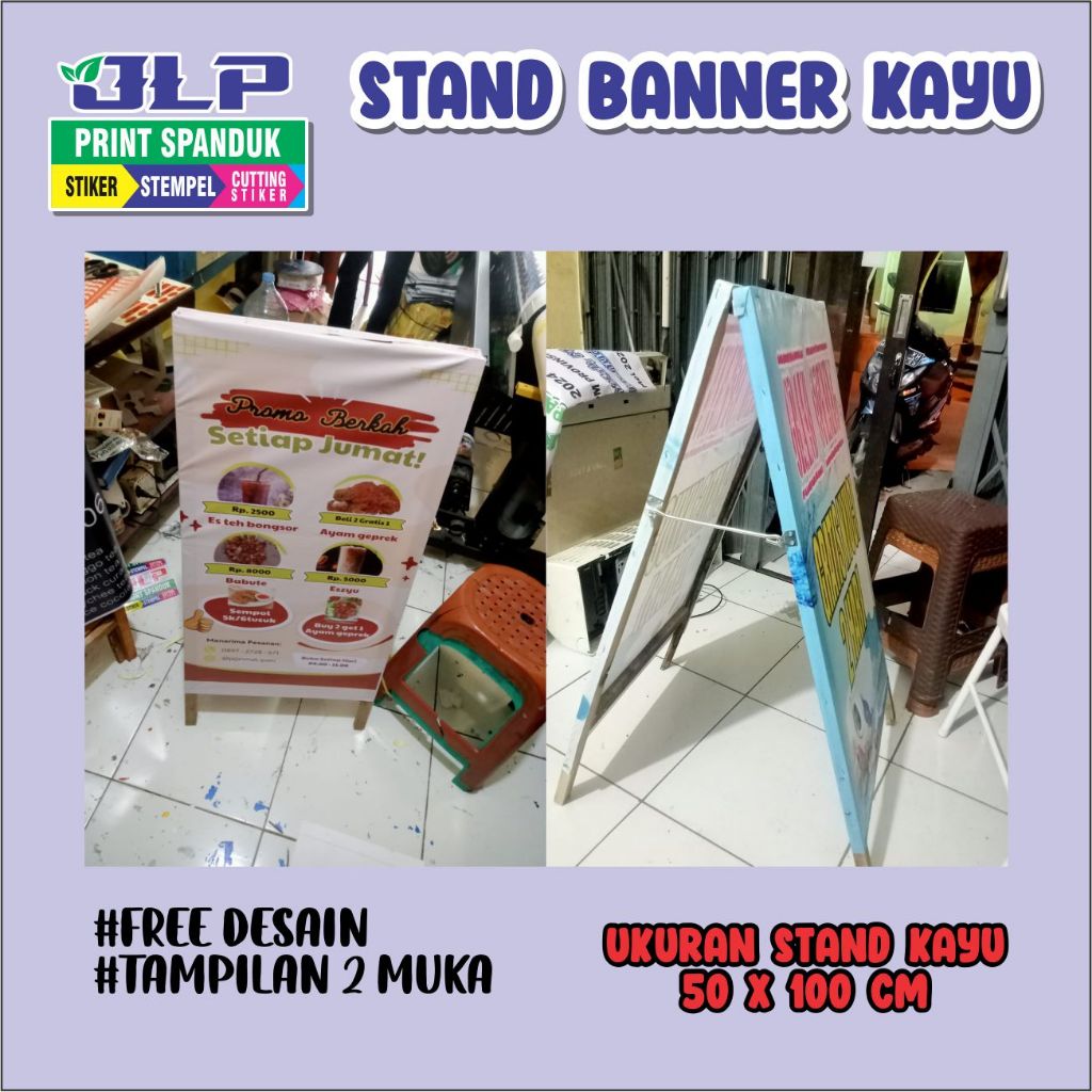 Jual standing banner kayu dan besi murah meriah /STANDING BANNER ...