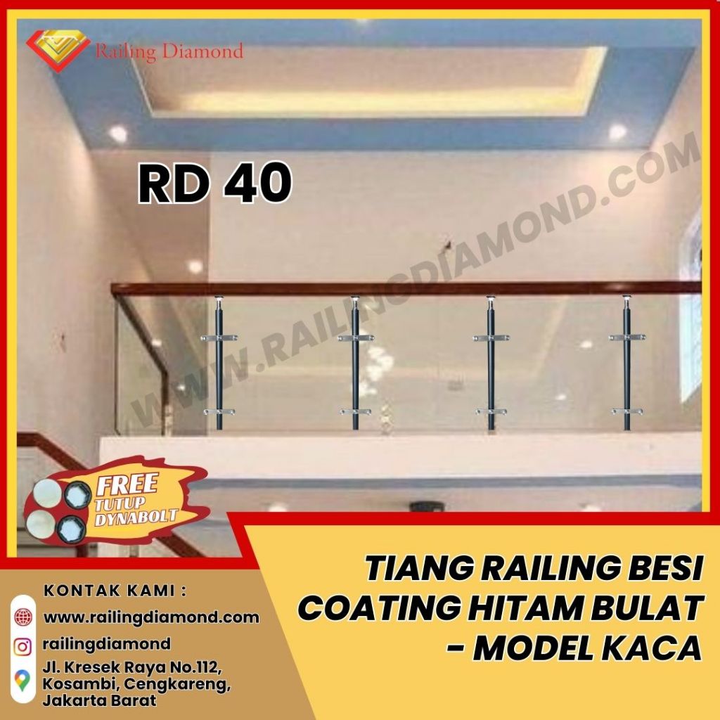 Jual Tiang Railing Tangga Stainless + Besi Coating RD 40 | Shopee Indonesia
