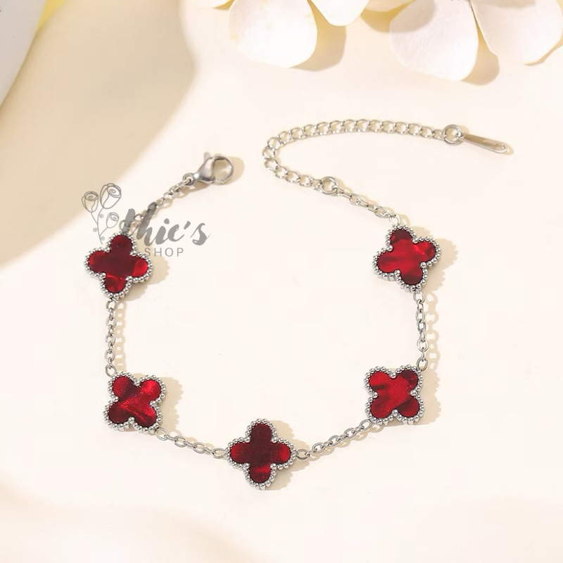 Jual Gelang Titanium Bunga Clover Bolak Balik 13MM Bergradiasi Anti ...