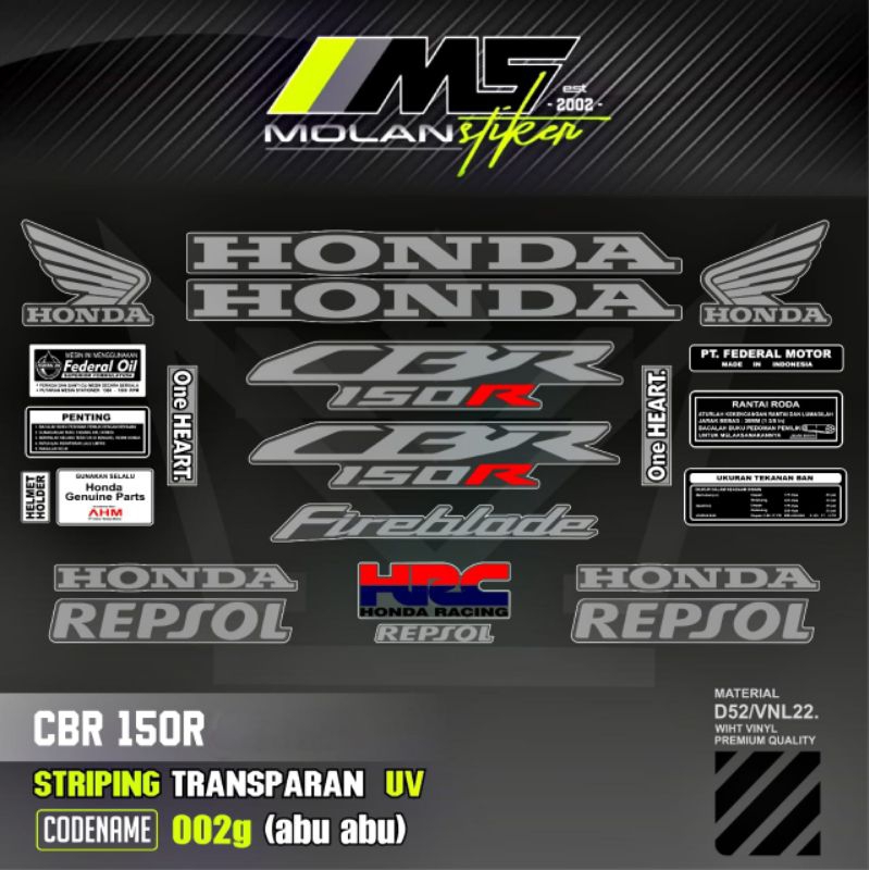 Jual Sticker Striping Variasi Transparan Uv CBR 150 R Facelift 2017 ...