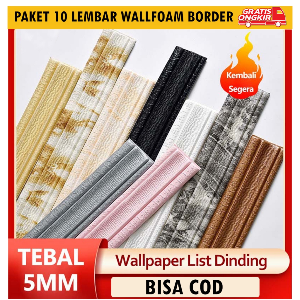 Jual Paket isi 10 Lembar Wallpaper List Border Foam Stiker List Dinding ...