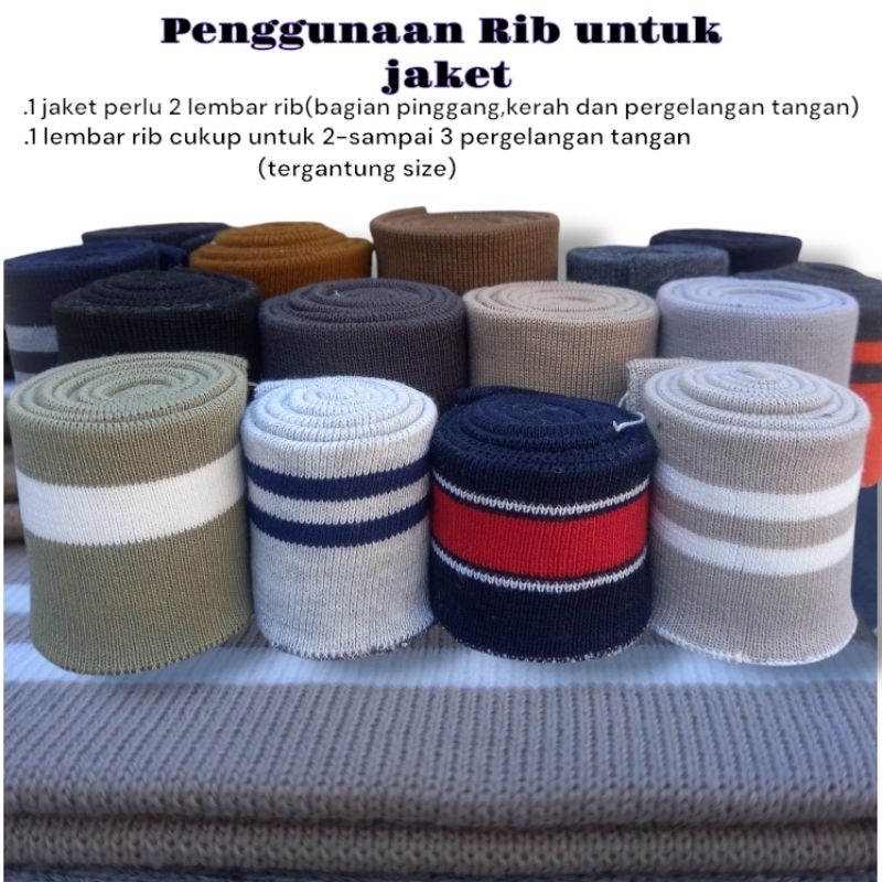 Jual Kain Rib Bur 1x1 babat 2x1 Polyster pe 20s Warna Polos dan Salur ...